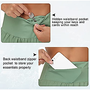 THE GYM PEOPLE Womens High Waisted Running Shorts Quick Dry Athletic Workout Shorts with Mesh Liner Zipper Pockets (Jasmine Green, Small)