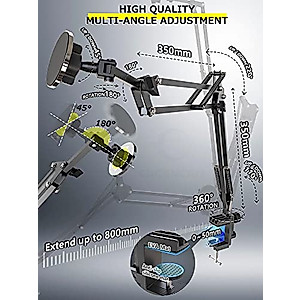 CACENCAN Phone Holder for Bed, Magnetic Phone Stand for Desk, 360° Rotation, MagSafe Cell Phone Stand, Clip Mountable Tablet Stand for Bed, Mic Boom Arm, Compatible with All Phone, Tablets-Space Black