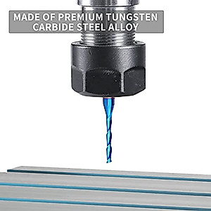 EANOSIC Upcut Spiral Router Bit 1/4 inch Shank, 1/8 inch Cutting Diameter, Extra Long 3 inch Solid Carbide with Nano Blue Coating CNC Router Bits End Mill for Wood Cut, Carving