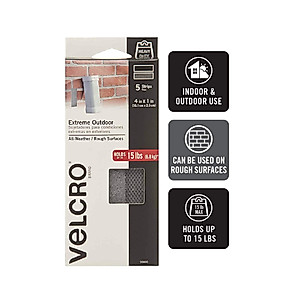 VELCRO Brand Industrial Fasteners Extreme Outdoor Weather Conditions|Professional Grade Heavy Duty Strength Holds up to 15 lbs on Rough Surfaces,4in x 1in (5pk), Strips,Black
