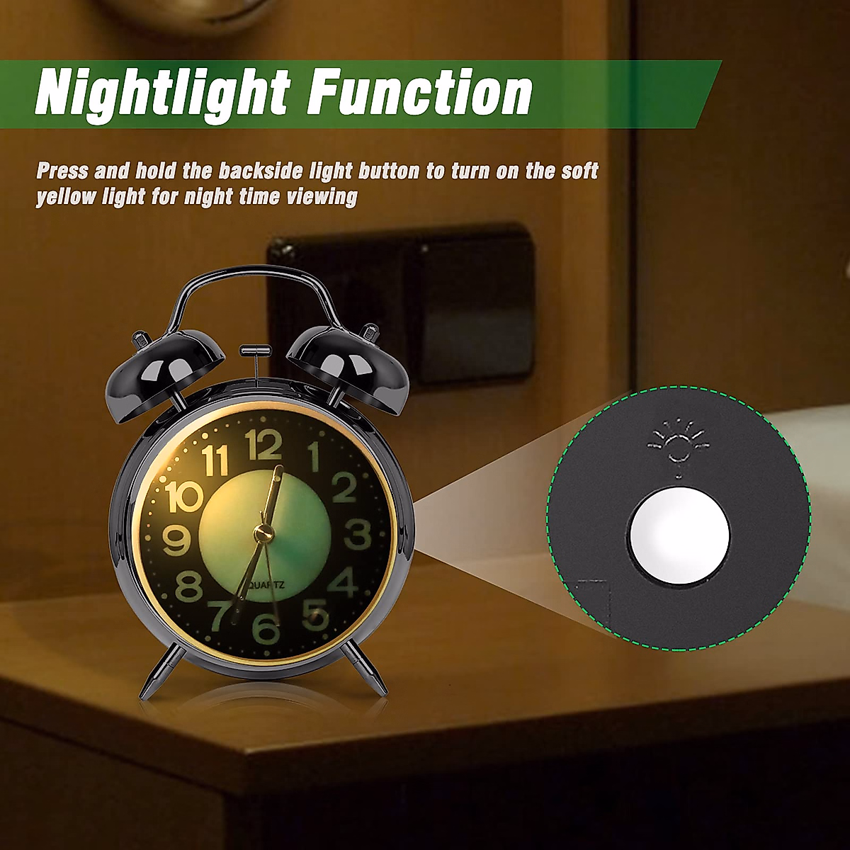 AYRELY® Super Loud Alarm Clock for Heavy Sleepers Adults,Twin Bell Retro 4 Inch Silent Non-Ticking Quartz with Backlight, Luminous dial, Alarm Clocks for Bedrooms Bedside (Silver)