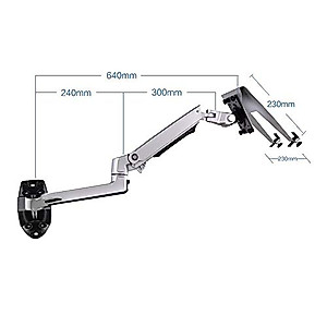 XSJ8012WT Aluminum Alloy Mechanical Spring Arm Wall Mount Laptop Holder Full Motion Laptop Mount Arm Monitor Holder Laptop Stand (Black)