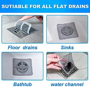 60 Pcs 4" X 4" Disposable Shower Drain Hair Catcher, Bathroom Drain Hair Catcher,Drain Mesh Cover, Drain Mesh Strainer. Suitable for bathrooms, Laundry Rooms, bathtubs, Kitchens, Sinks