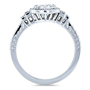 Kobelli Moissanite Sapphire and Diamond 6-prong Halo Art Deco Ring 1 1/2 CTW 14k White Gold (GH/VS, Blue, GH/I), 11