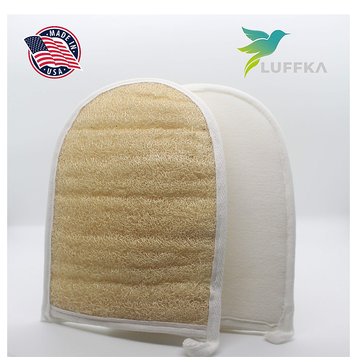 Made in USA Loofah Shower Glove Exfoliating Natural Organic - Perfect Fit Pad for Your Hand- Woman/Men Body Scrubbers Loofah Glove-Mens Exfoliating Glove Natural, [1 Each]