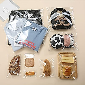 Macoota 200 Pcs 3" x 5" Thick 1.6 Mil Clear Self Sealing Resealable Cellophane Poly Bags Heavy-duty Adhesive Cello Plastic Bags Packaging Bakery Cookie Candy Candle Soap Prints Card Gift OPP Bag