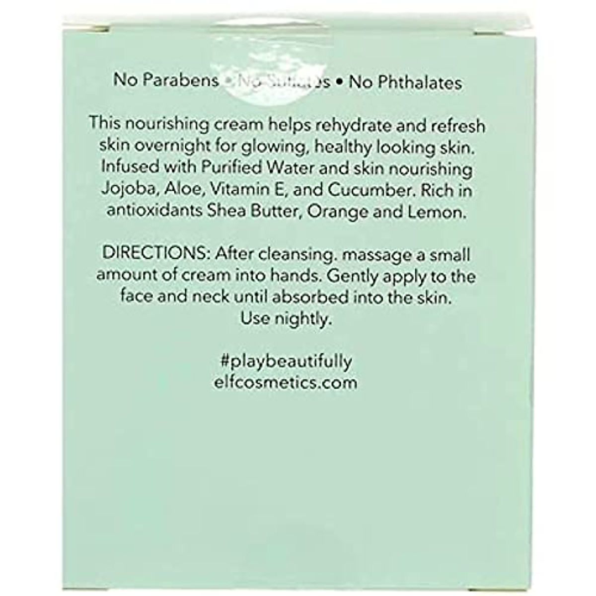 e.l.f. Nourishing Night Cream, Ultra-Hydrating Face Moisturizer, Infused with Shea Butter & Jojoba Oil, Soothes & Softens Skin, 1.76 Oz