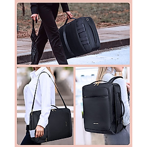 LIGHT FLIGHT Laptop Backpack Women, Large Computer Backpack for 17.3 Inch Laptop, Professional Womens Work Backpack, Convertible 3 In 1 Backpacks Water Resistant, Black