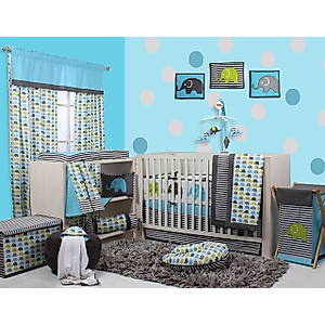 Bacati - Elephants Aqua/Lime/Grey Changing Pad Cover (Aqua/Lime/Grey)