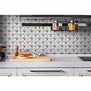 Heroad Brand Green Leaf Wallpaper Peel and Stick Green Ginkgo Leaves Wallpaper Geometry Contact Paper Self Adhesive Boho Thicken Contact Paper for Cabinets Removable Waterproof Vinyl 15.5"x196"