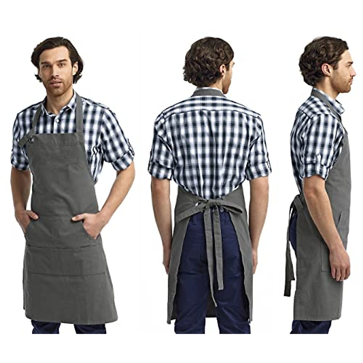 Custom Embroidered Aprons Add Text or Design (Add Text, Dark Grey)