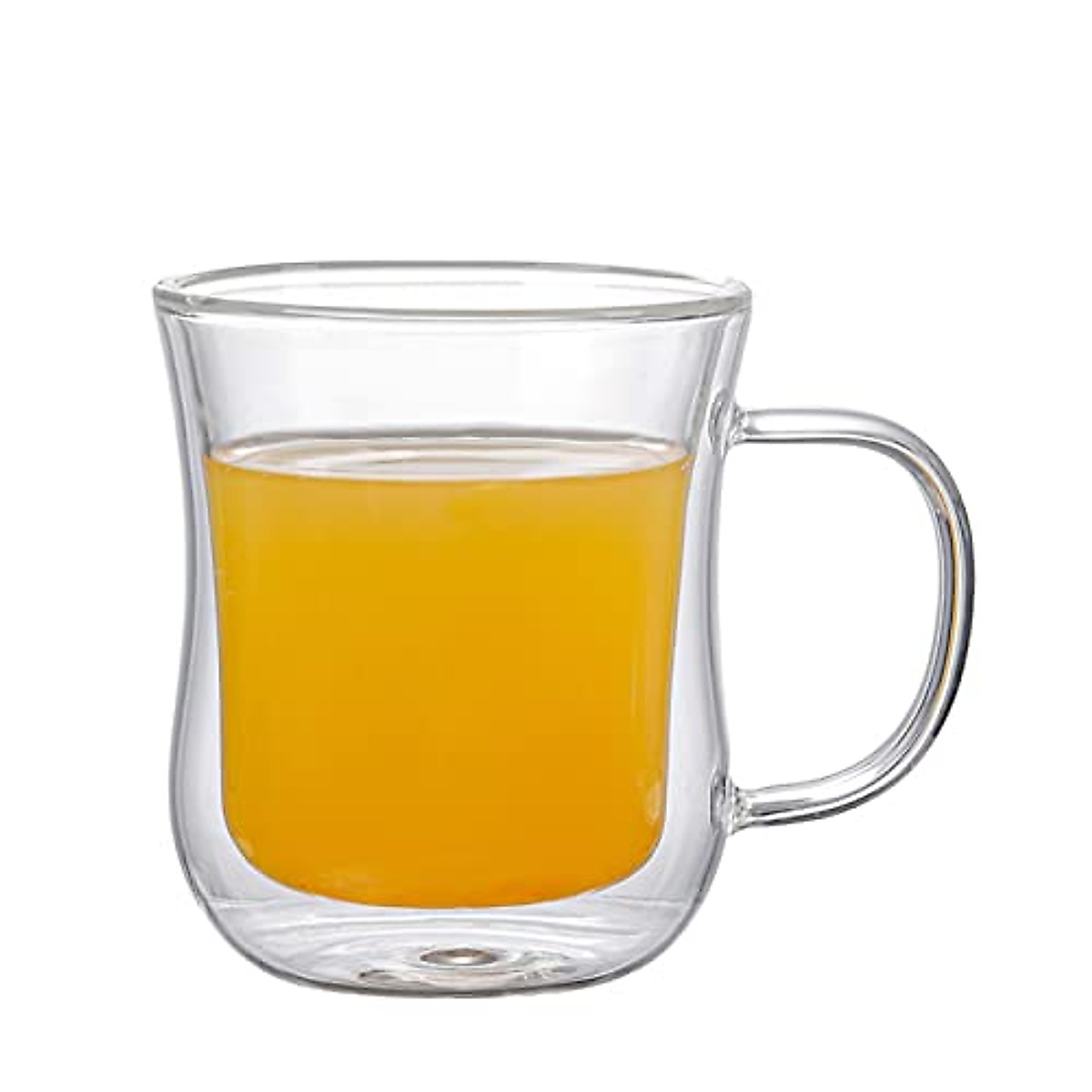 SMLJFO Double Wall Glasses Coffee Mug Glass Tea Cups Clear Mugs for Cappuccino Heat Resistant Cup with Handle for Milk Cappuccino Juice Latte, White