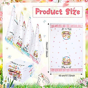4 Pack Easter Kitchen Towels Easter Hand Towels Decorative Bunny Eggs Rabbit Towels Easter Dish Towels for Cooking Baking Drying Washing Dishes