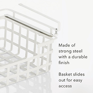 mDesign Nate Home by Nate Berkus Sliding Under Shelf Hanging Pull Out Organizer | Metal Wire Basket Organizer for Kitchen Cabinets or Pantry Shelves from mDesign - Matte White