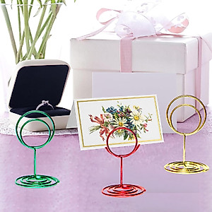 YESBAY 20pcs Place Card Holders Table Card Display Holder Heart Round Shape Table Number Holders Metal Stand for Wedding Events More Securely Display Tables Cards Name Menus Anniversary Decor Purple