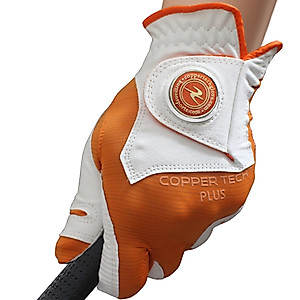 Copper Tech Plus Women's Golf Gloves with Ball Marker - Ladies Golf Gloves with 100% AAA Synthetic Leather - Wrist Support & Breathability - Golf Gloves Left Handed Golfer (Hand Orientation: Right)