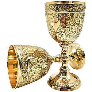 Carfar Wine Goblet Solid Brass Royal Wine Cup Handmade Goblet Medieval Decor Gothic Chalice Pack of 1