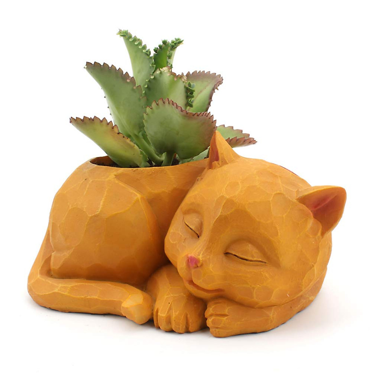 Hemoton Resin Succulent Planter Pot Sleeping Cat Flower Pot Animal Plants Bonsai Holder Flower Container Desktop Flower Vase Table Art Statue for Home Office Desktop Decor