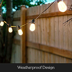 Brightech Ambience Pro Solar Powered LED Outdoor String Lights - 27 Ft Commercial Waterproof Patio Lights with Flaming, Flickering Bulbs - Shatterproof String Lights for Your Halloween, Porch, Deck