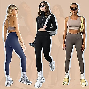 CTHH 2 Pack Leggings for Women Tummy Control-High Waisted Soft Workout Yoga Pants(Black,Black Large-X-Large)
