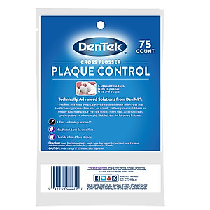 DenTek Cross Flosser Plaque Control Floss Picks, X-Shaped Floss, 75 Count, 3 Pack