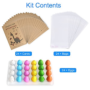 Dinosaur Party Favors Funny Mini Dinosaur Toys Dinosaur Birthday Party Supplies 24 Pack Dino Eggs and 24 Hatching Card Bulk Gifts Novelty Birthday Party Decorations for Kids Boys Girls Toddler