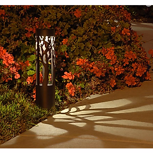 Upromax Outdoor Removable Solar Bollard Landscape Path Lights for The Garden, Patio, Walkway, Yard, and Backyard w/ 6 Solar Lights Set, LED, Waterproof, Easy Assembly. Black.
