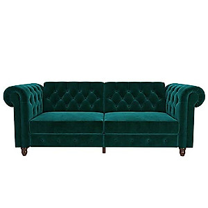DHP Furini Tufted Sleeper Sofa in Green