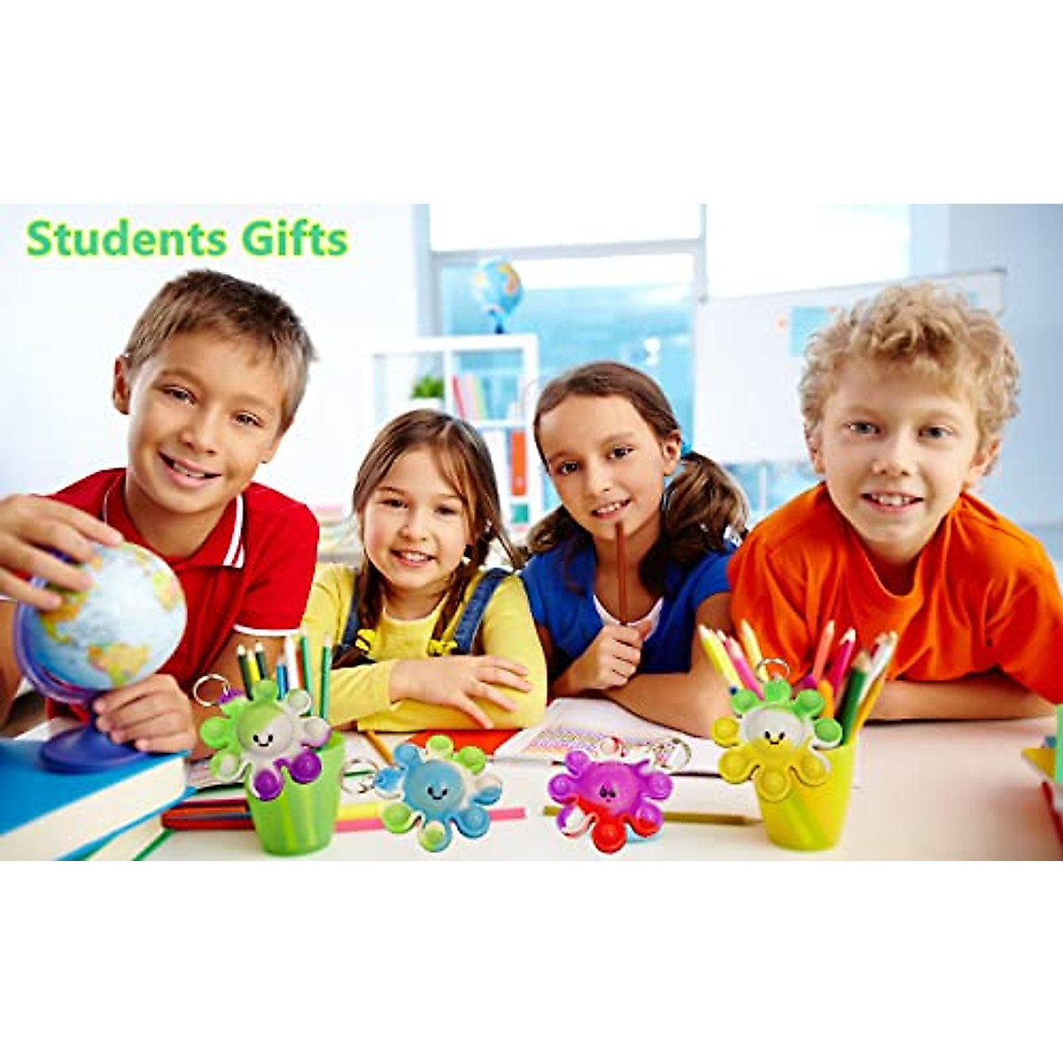 30 Packs Octopus Push Fidget Bubble Bulk Mini Pop Keychain Fidget for Teens and Kids,Halloween Party Favors，Birthday Supplies and Classroom Student Prizes Gift