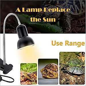 Reptile Heat Lamp, Turtle Tank Aquarium UVA UVB Light with Bracket and Adjustable Temperature Switch, Heating Light Lamp for Reptile Turtle Lizard Snake (with 2 Pack 50W Bulbs)