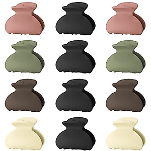 12 Pack Small Hair Claw Clips for Women Thin Fine Short Hair, 1.5 Inch Lolalet Cute Medium Size Jaw Clips Acrylic No Slip Hair Clamps Mini Banana Clips for Girls Kids -Style B