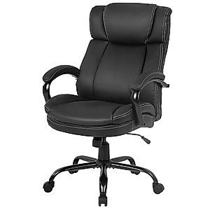 PayLessHere Big and Tall Office Chair 500lbs Desk Chair Wide Seat Ergonomic Pu Leather Executive Chair Adjustable Rolling Swivel Computer Chair with Lumbar Support Headrest for Heavy People, Black