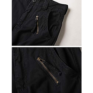 TRGPSG Men's Wild Cargo Pants, Camo Pants Cotton Casual Work Hiking Pants with 8 Pockets(No Belt) 5337 Black 32