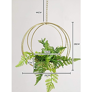 RISEON Boho Gold Metal Plant Hanger,Metal Geometric Hanging Planter, Modern Planter, Mid Century Air Plant Holder Stand, Minimalist Planter for Indoor Outdoor Home Wedding Decor