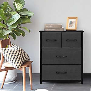 AZL1 Life Concept Dresser Storage Furniture Organizer-Large Standing Chest for Bedroom, Office, Entryway, Living Room and Closet-4 Removable Fabric Drawers, Dark Grey