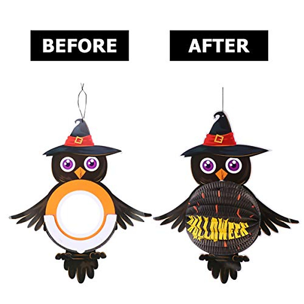 EXCEART 2pcs Halloween Party Hanging Sign Trick or Treat Plaque Honeycomb Ball Decor for Home School Haunted House