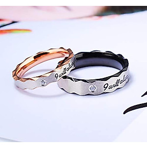 Joyplancraft I Will Always be with You Promise Engagement Ring Set of His and Hers Couple Rings Wedding Gift (Women Size 6)