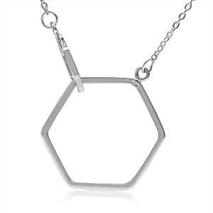Silvershake 925 Sterling Silver Hexagon Geometric Minimalist Pendant with 16 to 18 Inch Chain Necklace
