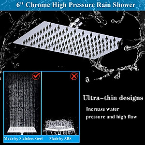High Pressure Square Rain Shower Head with Handheld Spray Combo, Equipped with 78" Stainless Steel Hose, 3 Way Diverter Valve, Adhesive Shower Head Holder, Dual Shower Head Set, Chrome,AWAXFOLO