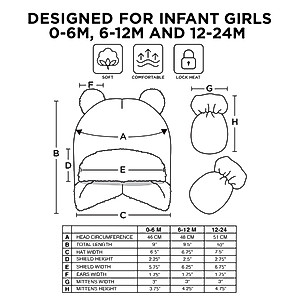 Rising Star Baby Girl's & Boy Infant Winter Mittens Set Sherpa Lined with Earflaps-Newborn Trapper Hat 0-24 Months, Pink