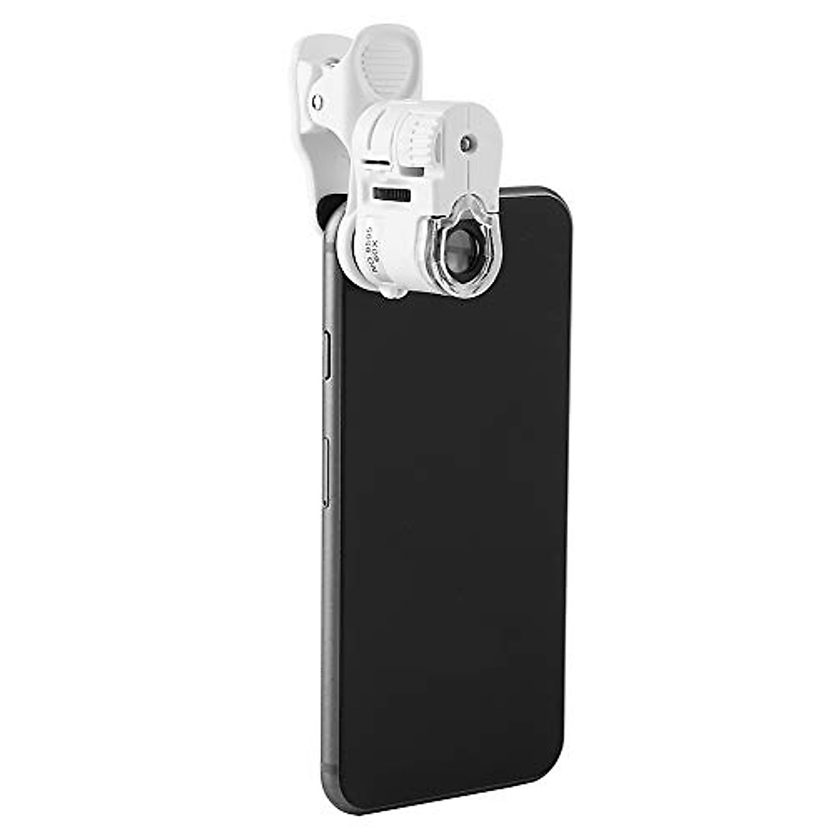 Mobile Phone Clip On Microscope, Magnifying Glass with Light 60x Zoom Microscope Magnifier, LED Light Micro Lens for Universal Mobile Phones Universal Clamp for Cell Phone