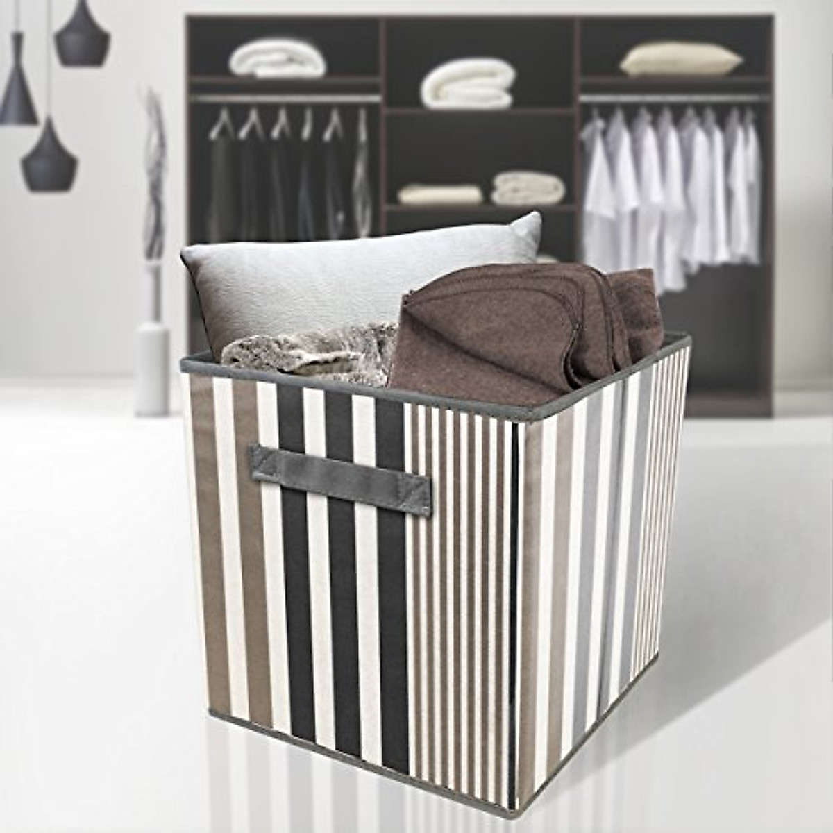 Sorbus® Foldable Storage Cube Basket Bin, Vertical Stripe Line Pattern
