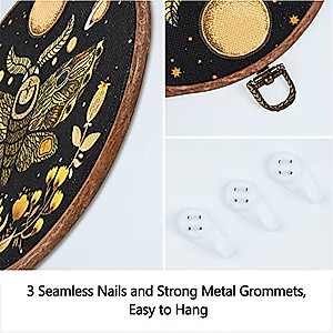 3 Pcs Moon Prints Wall Art, Moth Canvas Prints Flower Vines Painting Artwork Floral Butterfly Prints Decor Wall Hanging for Bedroom, Hall, Living Room (Rubber Frame, 9.8 inches)