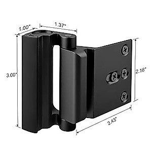 Home Security Door Lock, Upgrade Easy Open Childproof Door Reinforcement Lock with 3" Stop Withstand 800 lbs for Inward Swinging Door, Add Extra Lock to Defend Your Home Safe (Black)