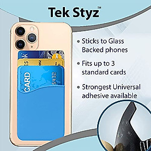 Tek Styz PRO Stick on Wallet Works for Maxwest TAB 7160DC with Room for 3 Cards/ID/Money 3pack (Blue,Green,Pink)