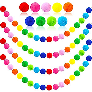 MARFOREVER 4 Pack 26.3 Feet Colorful Christmas Pom Pom Garland Decorations, 30 Balls Rainbow Felt Ball Garland Christmas Garland Hanging Supplies for Xmas Tree Classroom Birthday Party Wall Decor
