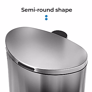 Home Zone Living 12 Gallon Kitchen Trash Can, Semi-Round Stainless Steel, Step Pedal, 45 Liter