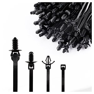 120PCS Strong Bite Force & Tensile Resistance Black Zip Ties - Nylon Self Locking UV Resistant Cable Tie Mount for Indoor and Outdoor - 4 Universal Sizes Cable Management Clips