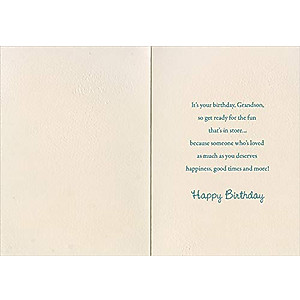 Designer Greetings Three Party Horns and Swirling Dots Birthday Card for Grandson