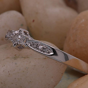 Dazzlingrock Collection 0.08 Carat (ctw) Sterling Silver Round Diamond Ladies Solitaire With Accent Engagement Ring, Size 7